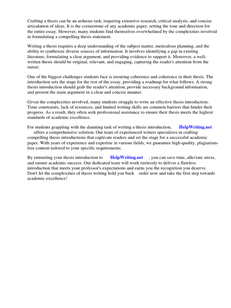 How To Write An Essay Introduction Thesis | PDF | Essays | Thesis