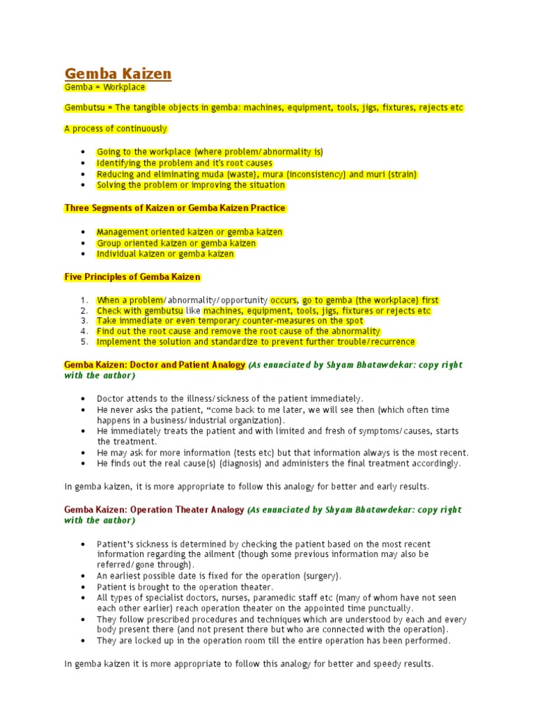 Gemba Kaizen and Kaizen Blitz Overview | PDF | Lean Manufacturing ...
