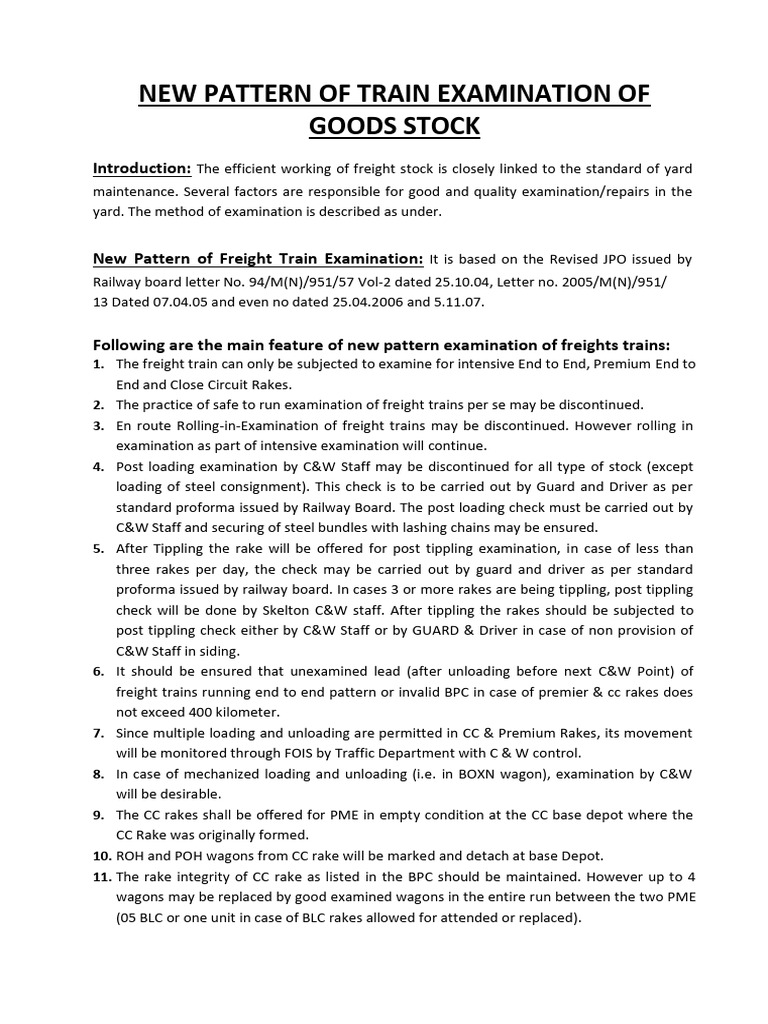 New Freight Train Examination Protocols | PDF | Train | Rail Transport