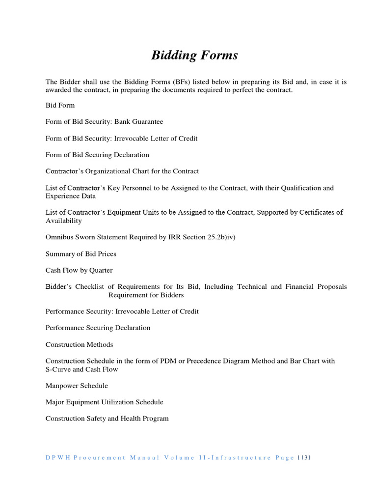 Bidding Forms | PDF