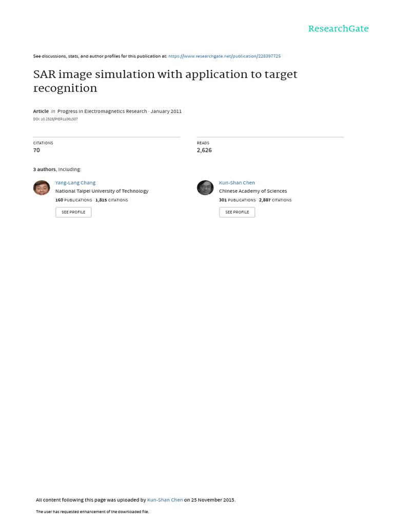 SAR Image Simulation With Application To Target Re | PDF | Radar ...