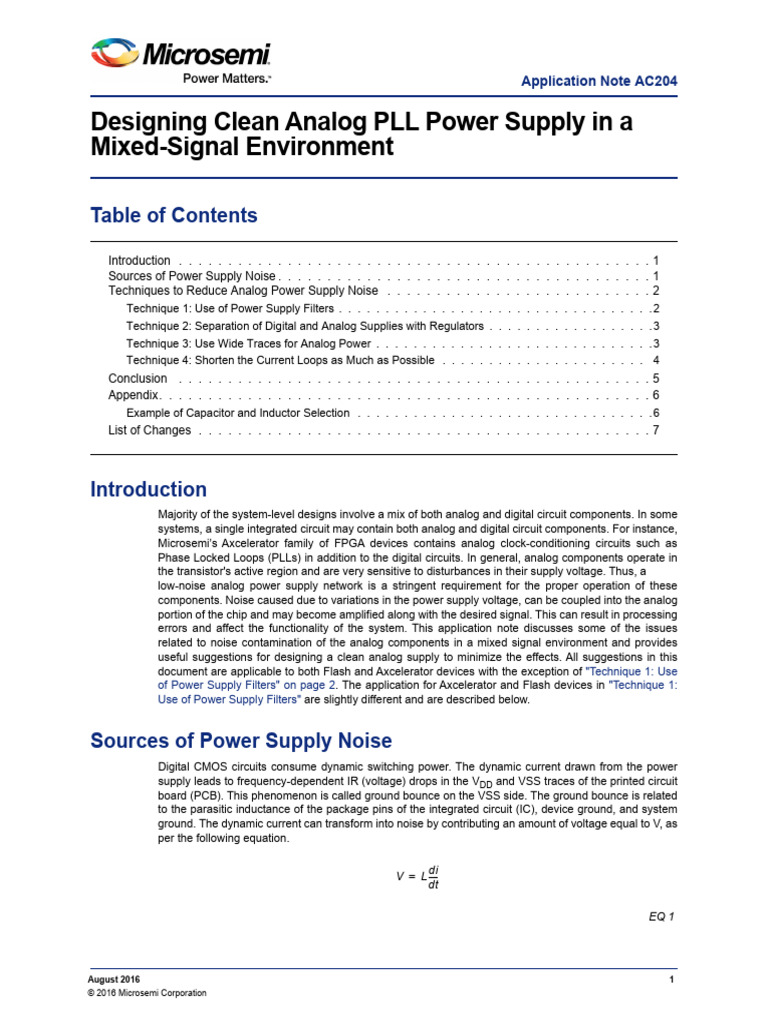 Microsemi Proasicplus Designing Clean Analog PLL Mixed Signal ...