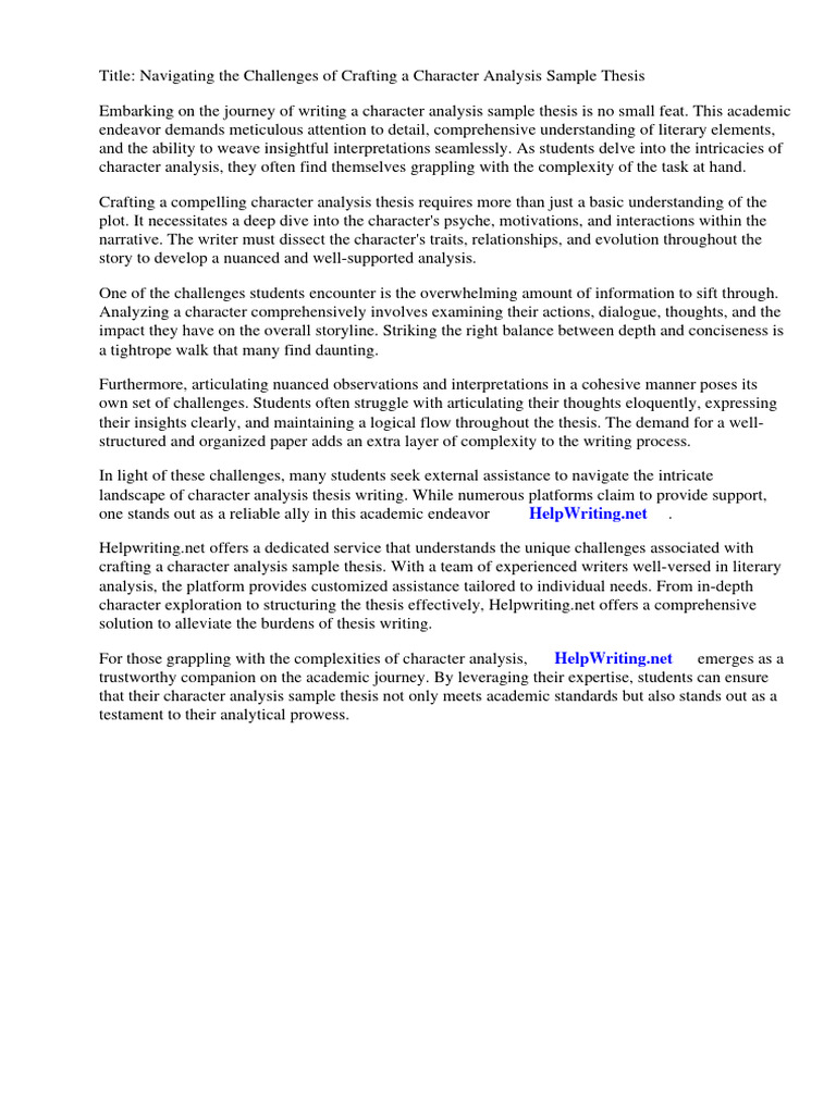 Character Analysis Sample Thesis | PDF | Essays | Frankenstein