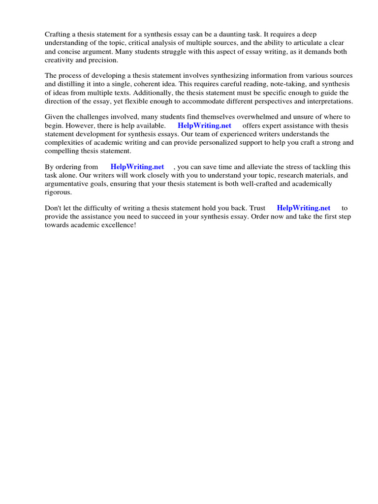 Thesis Statements For Synthesis Essays | PDF | Essays | Plagiarism