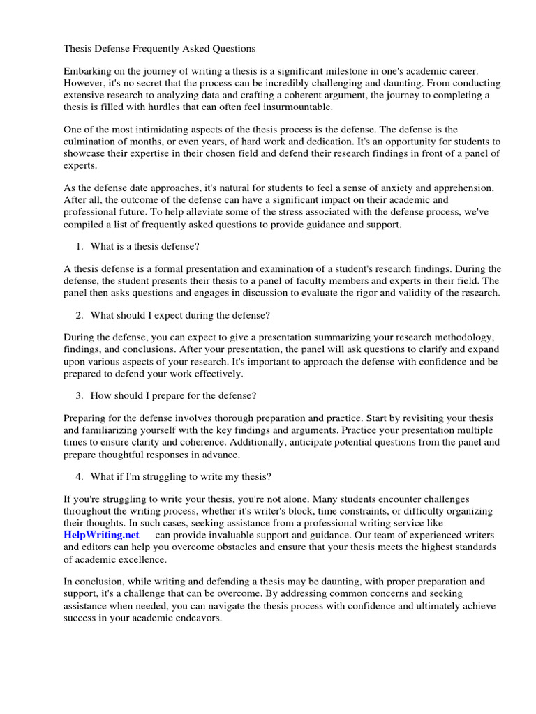 Thesis Defense Frequently Asked Questions | PDF | Thesis | Methodology