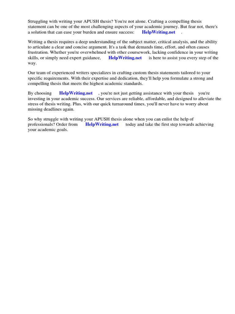 Apush Thesis Formula | Download Free PDF | Essays | Thesis