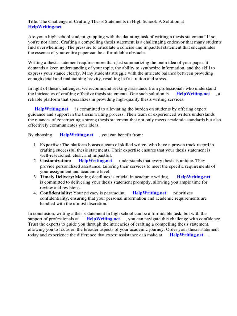 Writing Thesis Statements High School | Download Free PDF | Essays | Thesis
