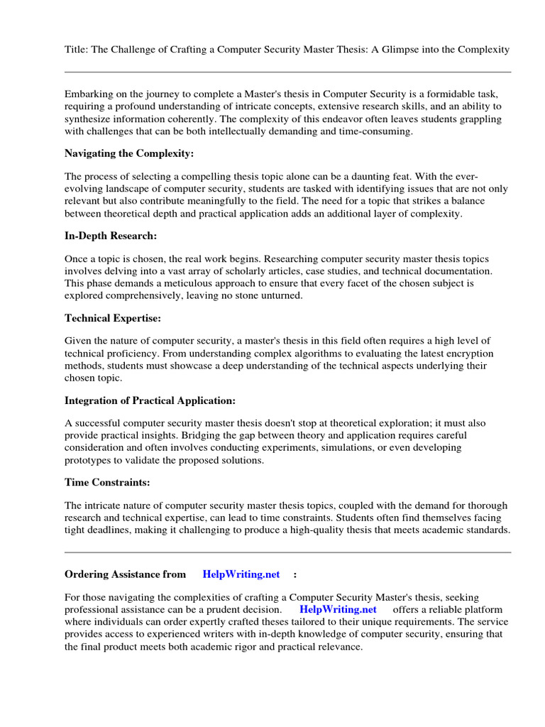 Computer Security Master Thesis Topics | PDF | Computer Security | Security