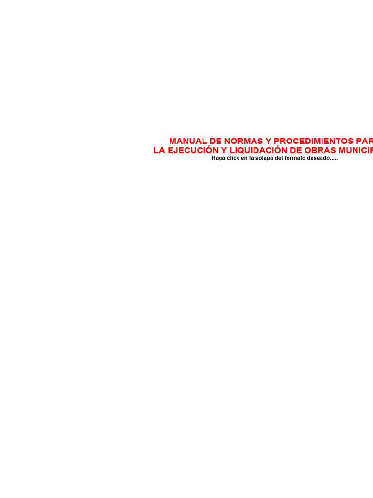 Formatos Excel Manual de Obras 2005 222222 | PDF | Ingeniería de ...