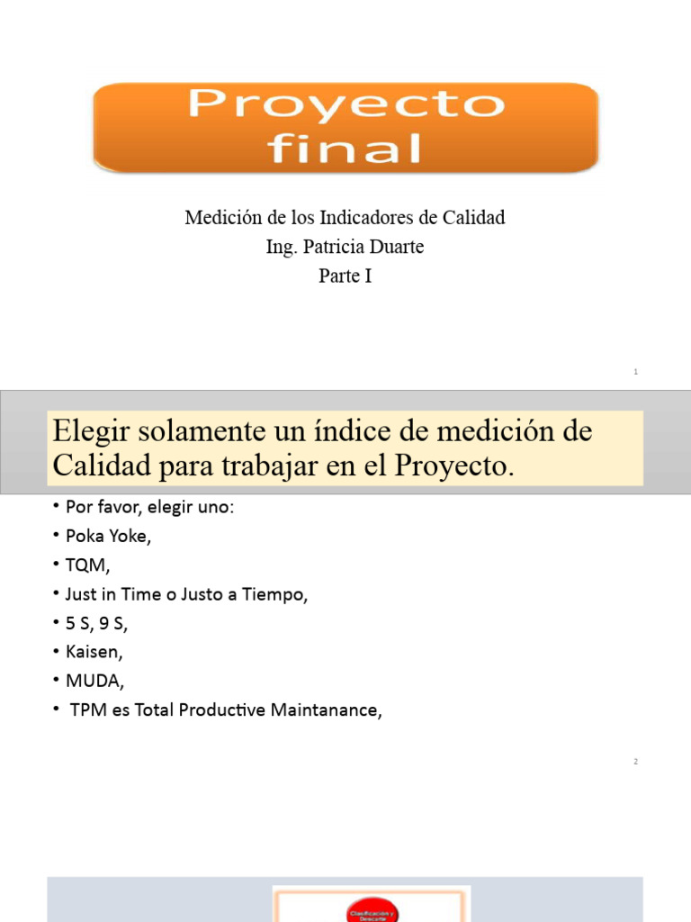 Proyecto Final Medición de Los Indicadores de Calidad | PDF | Lean Manufacturing | Gestión de ...