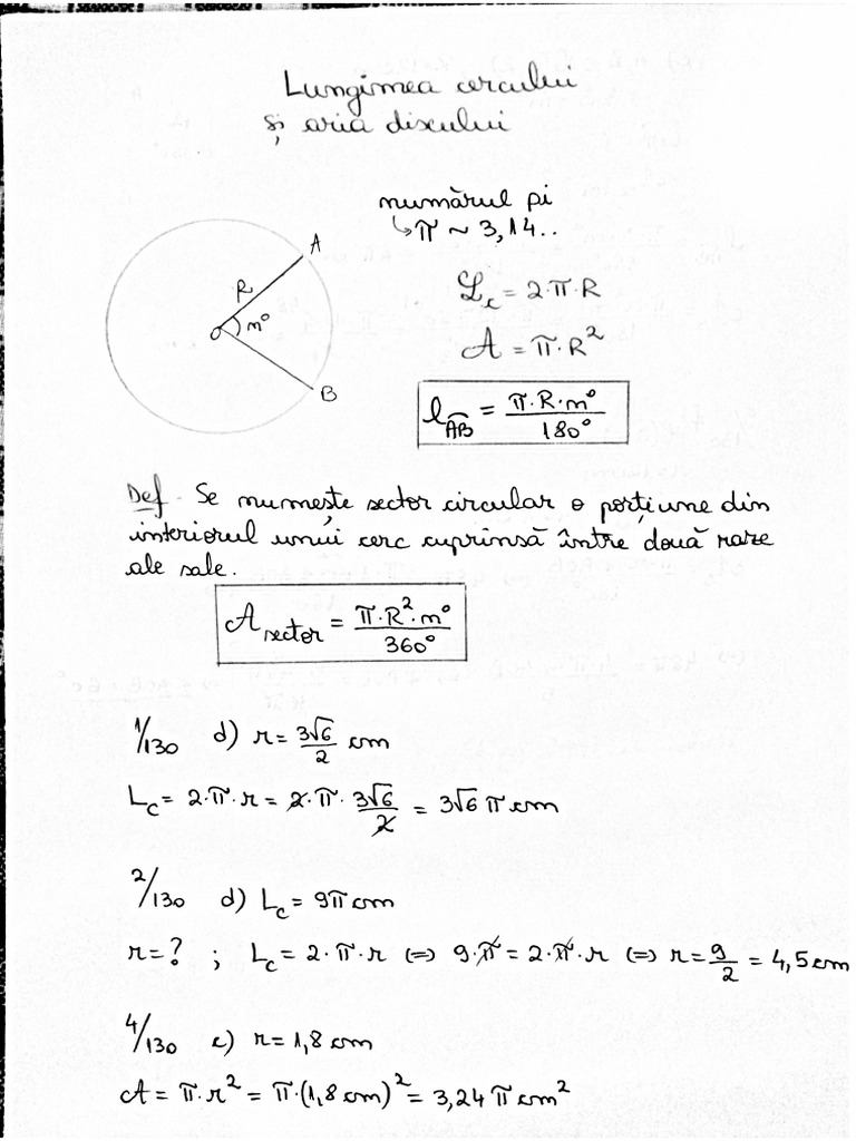 Lungimea Cercului Si Aria | PDF