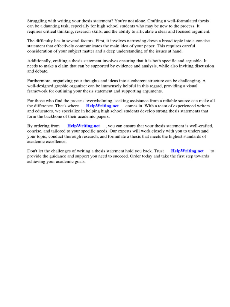 Thesis Statement Graphic Organizer High School | PDF | Essays | Thesis