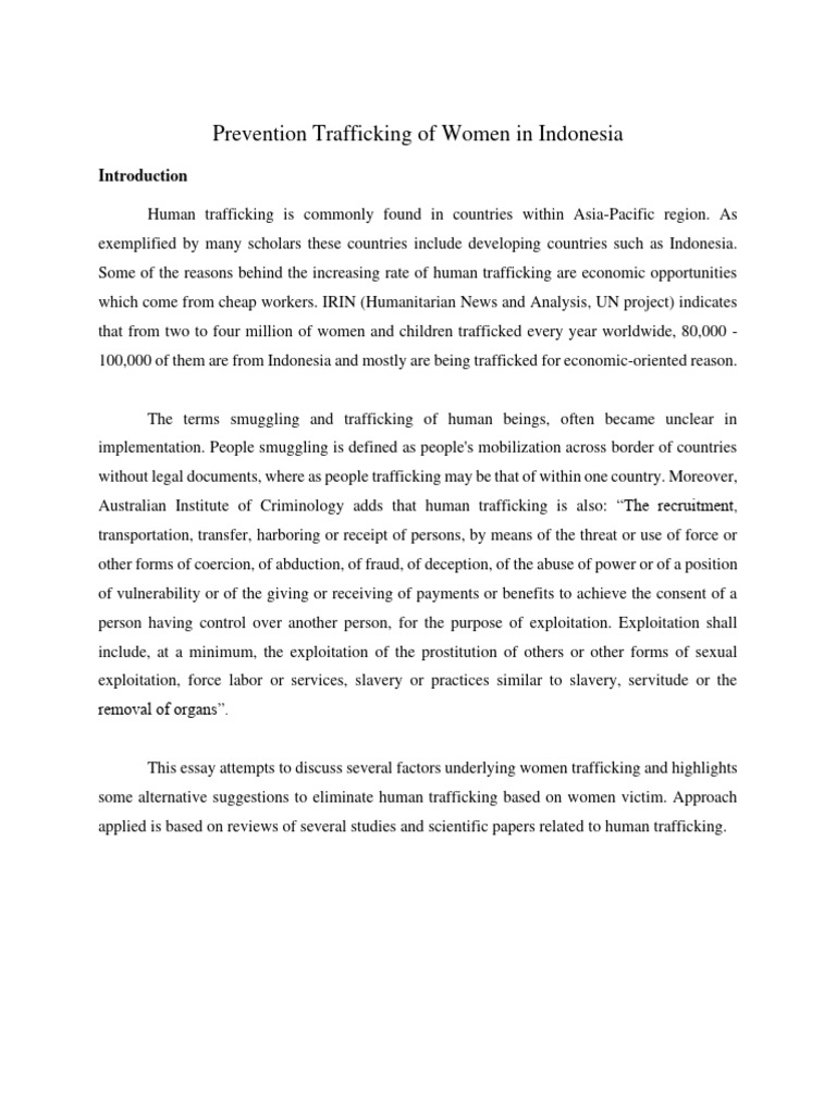 Essay Human Trafficking | PDF | Human Trafficking | Sexual Slavery