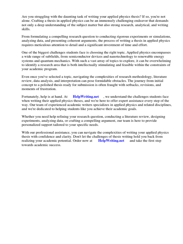 Applied Physics Thesis Topics | PDF | Physics | Superconductivity