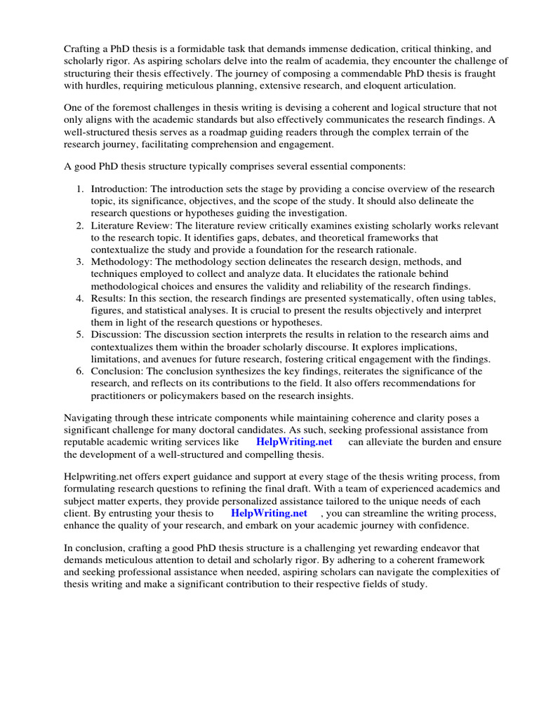 Good PHD Thesis Structure | PDF | Thesis | Doctor Of Philosophy