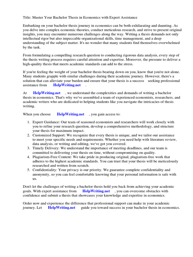 Bachelor Thesis Economics Example | PDF | Economics | Thesis