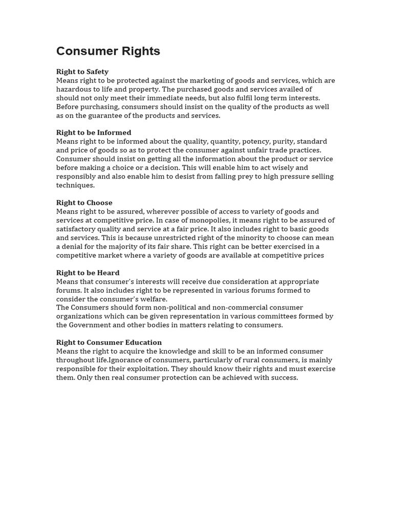 Consumer Rights | PDF
