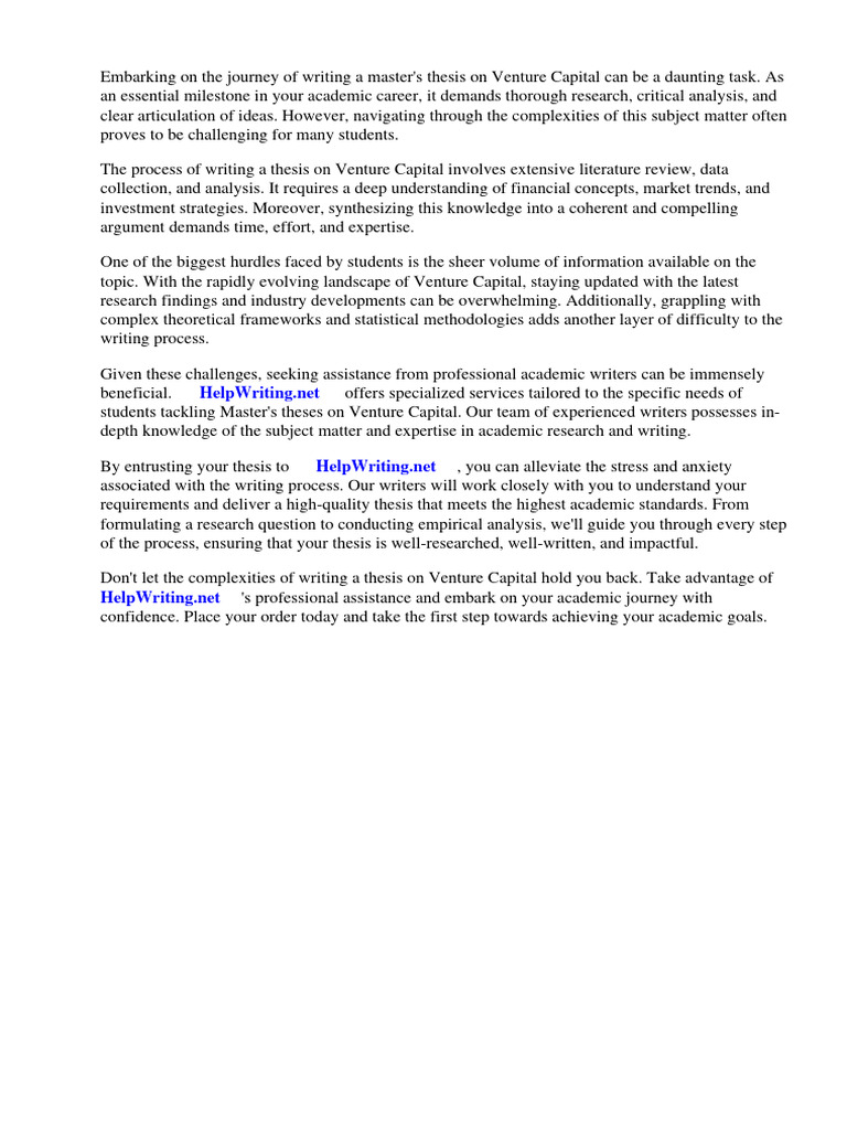 Master Thesis Venture Capital | Download Free PDF | Venture Capital | Corporate Finance