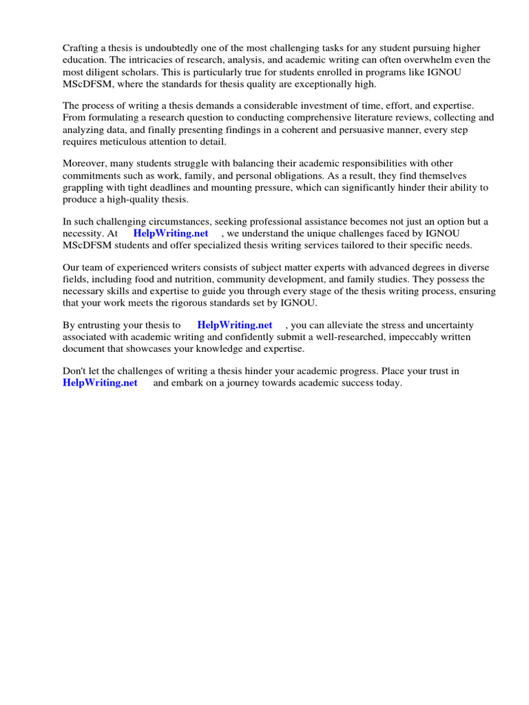 Ignou MSCDFSM Thesis | PDF | Thesis | Dietitian