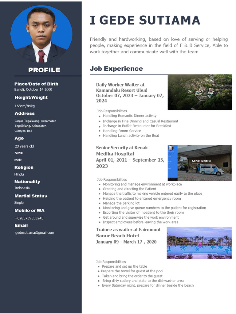 CV I Gede Sutiama Baru | Download Free PDF | Restaurants | Cuisine