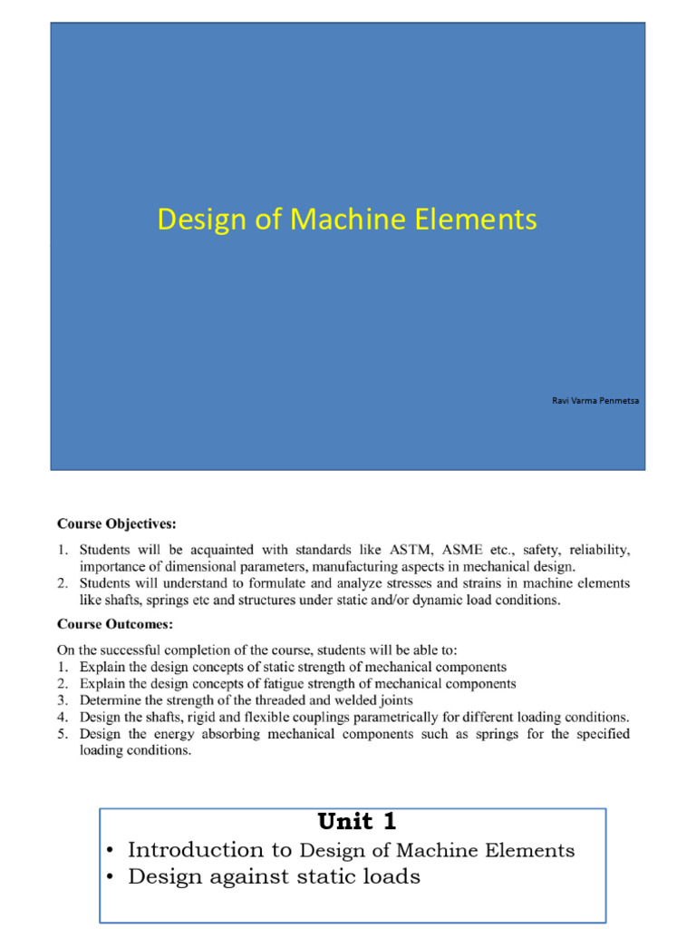 DME Unit 1 | Download Free PDF | Deformation (Engineering) | Mechanics