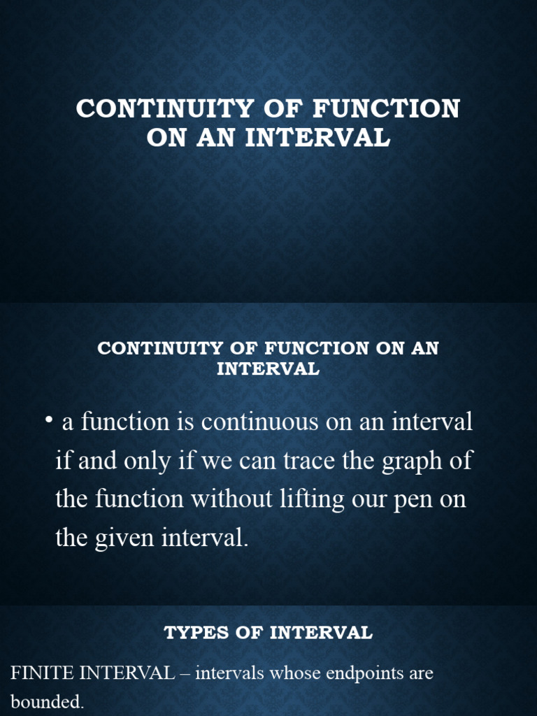 CONTINUITY of Function On AN INTERVAL | PDF | Teaching Methods ...