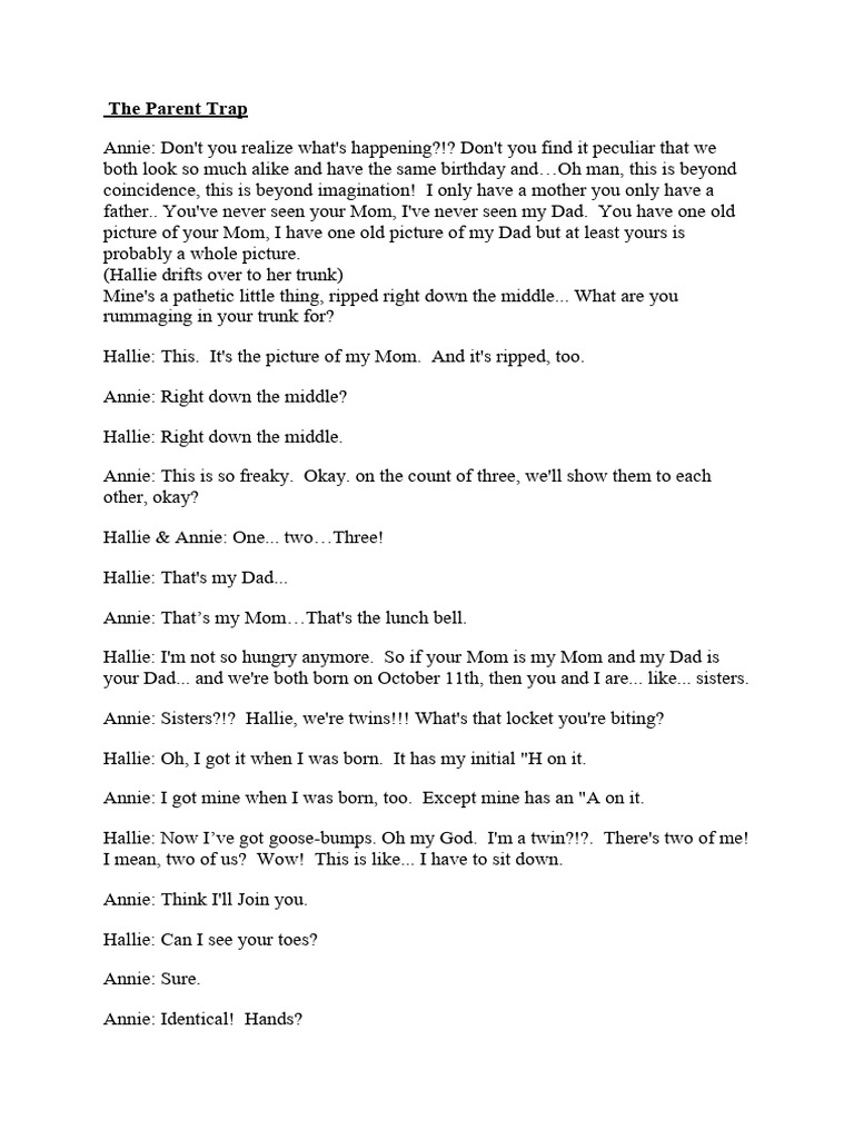 Parent Trap Twin Discovery Scene | PDF | Mystery, Thriller & Crime Fiction