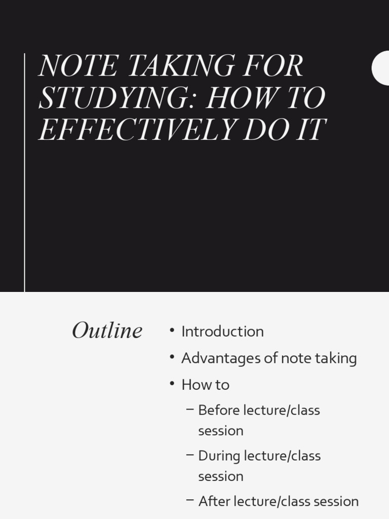 Note Taking | PDF | Behavior Modification | Learning