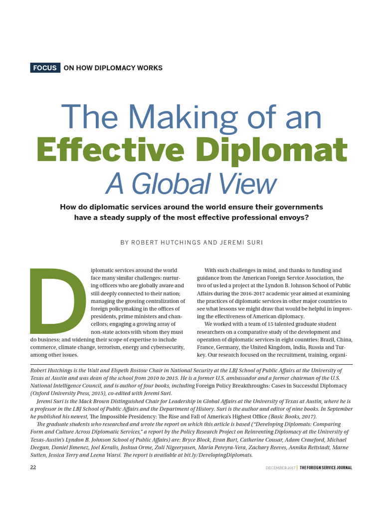 Hutchison - Effective Diplomats | PDF | Diplomacy | Diplomat