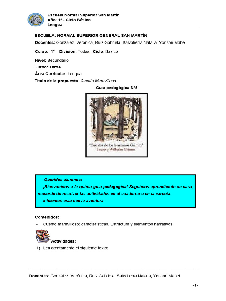Cuento Maravilloso: Guía Pedagógica | PDF | Cuentos | Narración