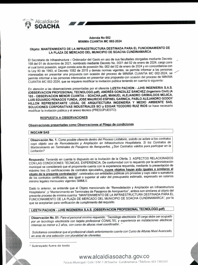 Adenda #002 Minima Cuantias MC 002-2024 | PDF