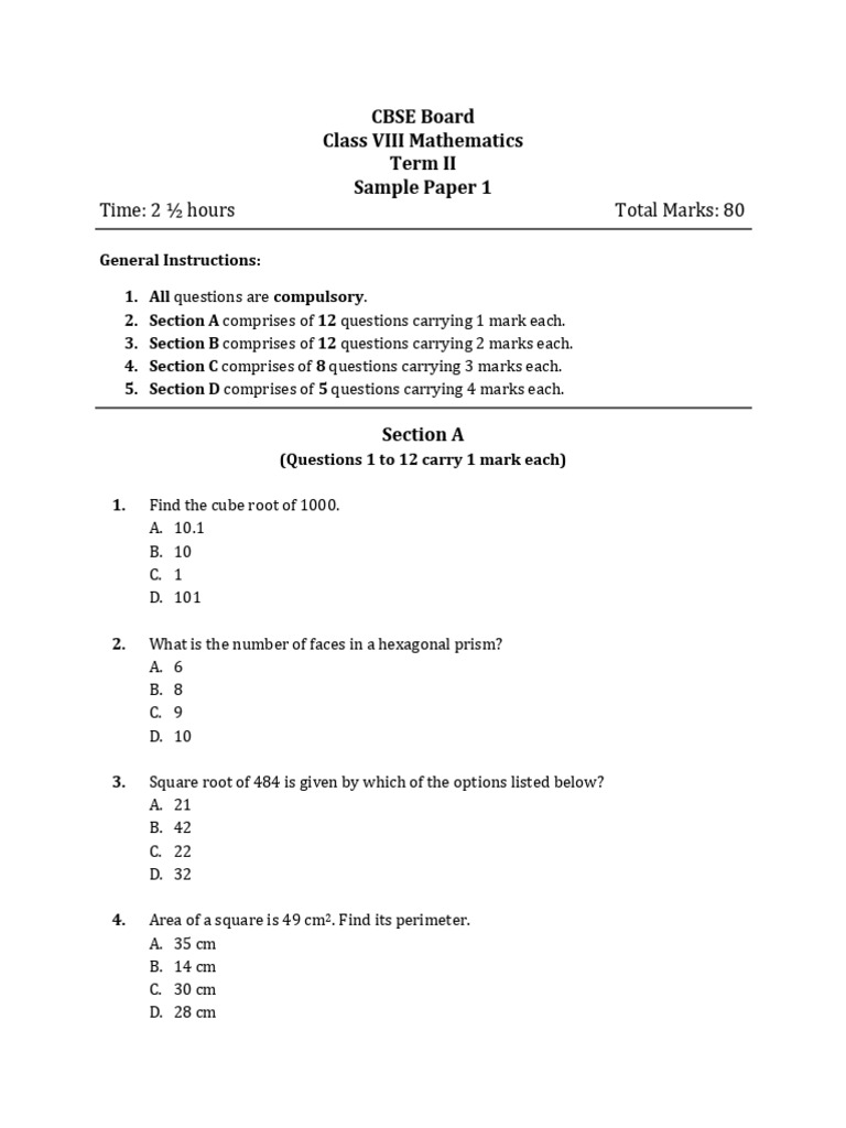 Sample Paper | PDF | Area | Vertex (Geometry)