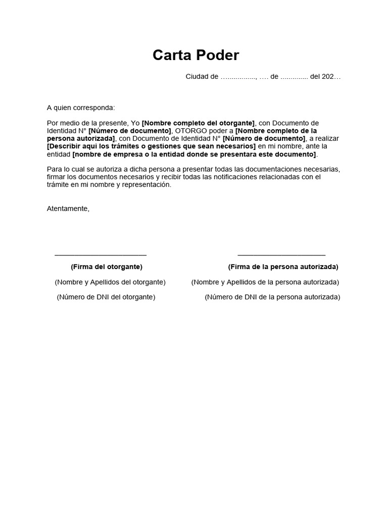 Carta Poder Simple Peru | PDF