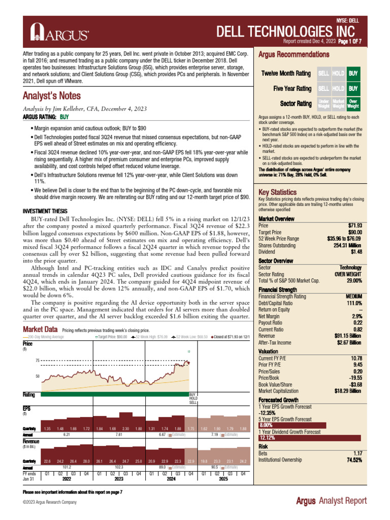 Argus Analyst Report | PDF | Dell | Personal Computers