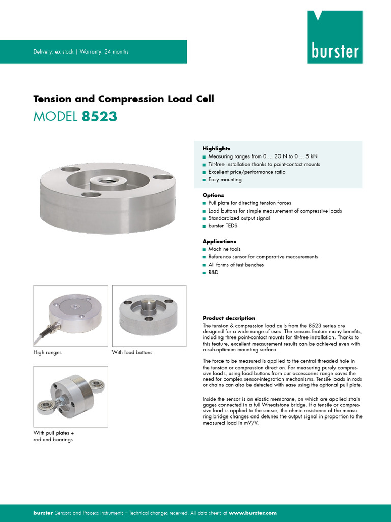 Burster 8523 Data Sheet | PDF | Screw | Applied And Interdisciplinary ...