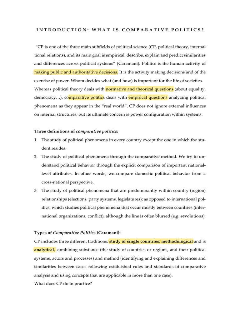 Comparative Politics Overview | PDF | Democratization | Democracy