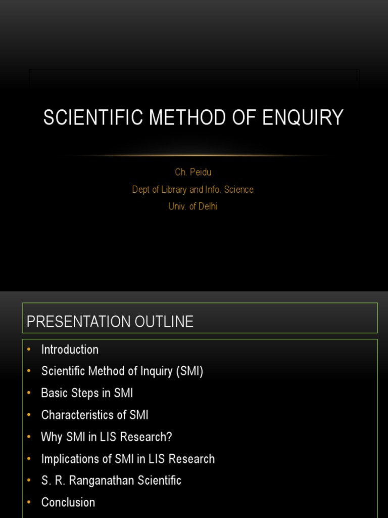 Scientific Method of Enquiry | PDF | Scientific Method | Inquiry