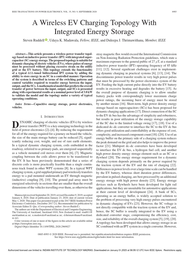 A Wireless EV Charging Topology With Integrated Energy Storage | PDF ...
