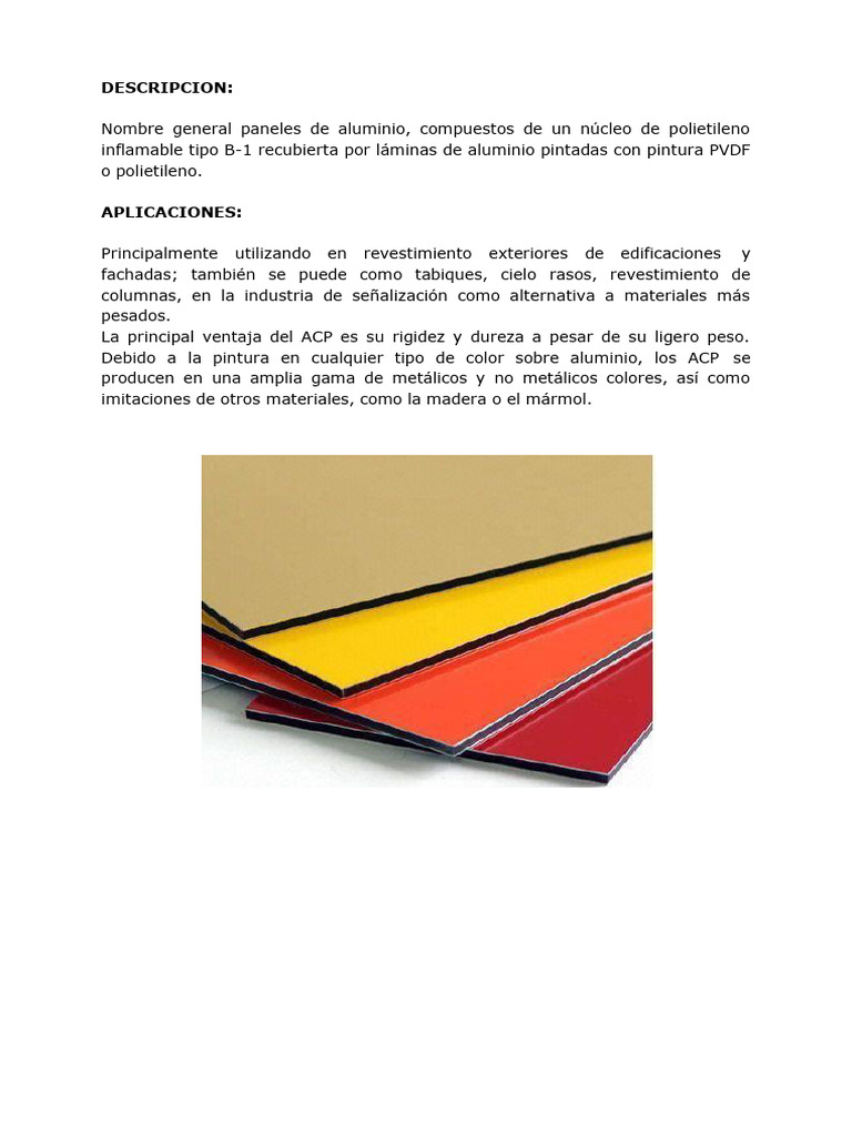 Paneles de Aluminio: Revestimiento y Propiedades | PDF | Aluminio ...