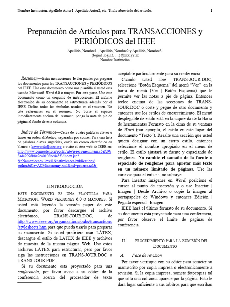 Plantilla - IEEE - Informe Lab | PDF | Microsoft Word | Archivo de computadora