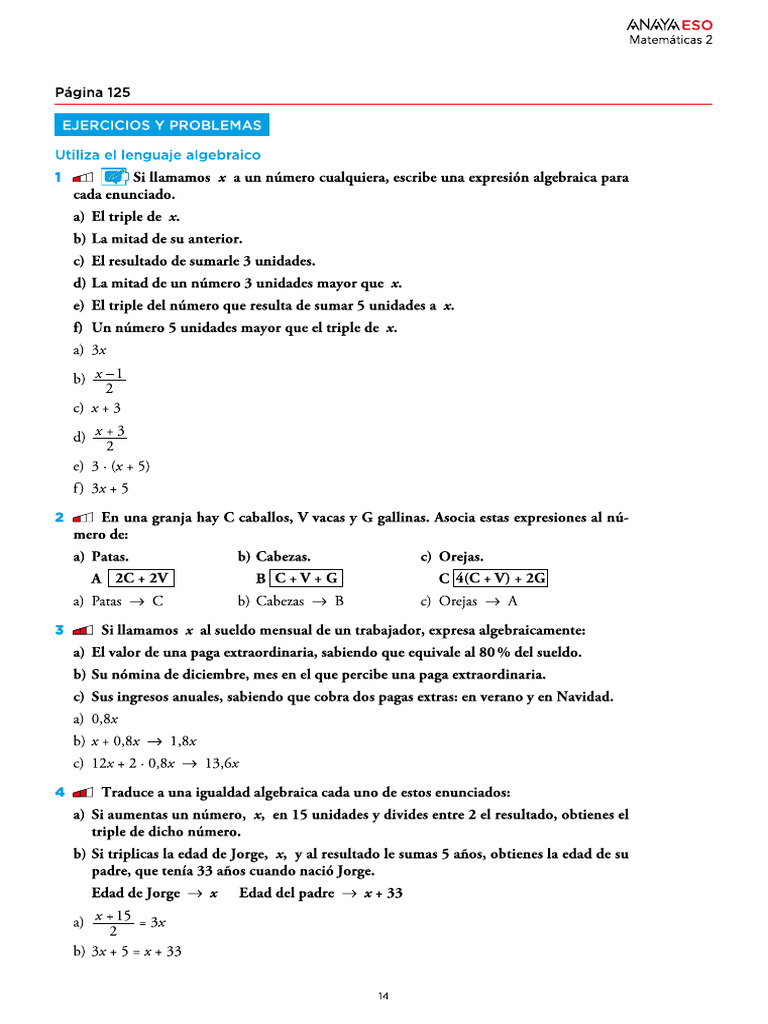 Ejercicios Algebra Repaso | PDF