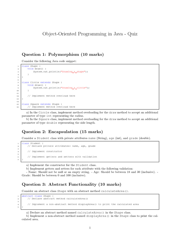 Quiz 2 | PDF | Method (Computer Programming) | Class (Computer Programming)