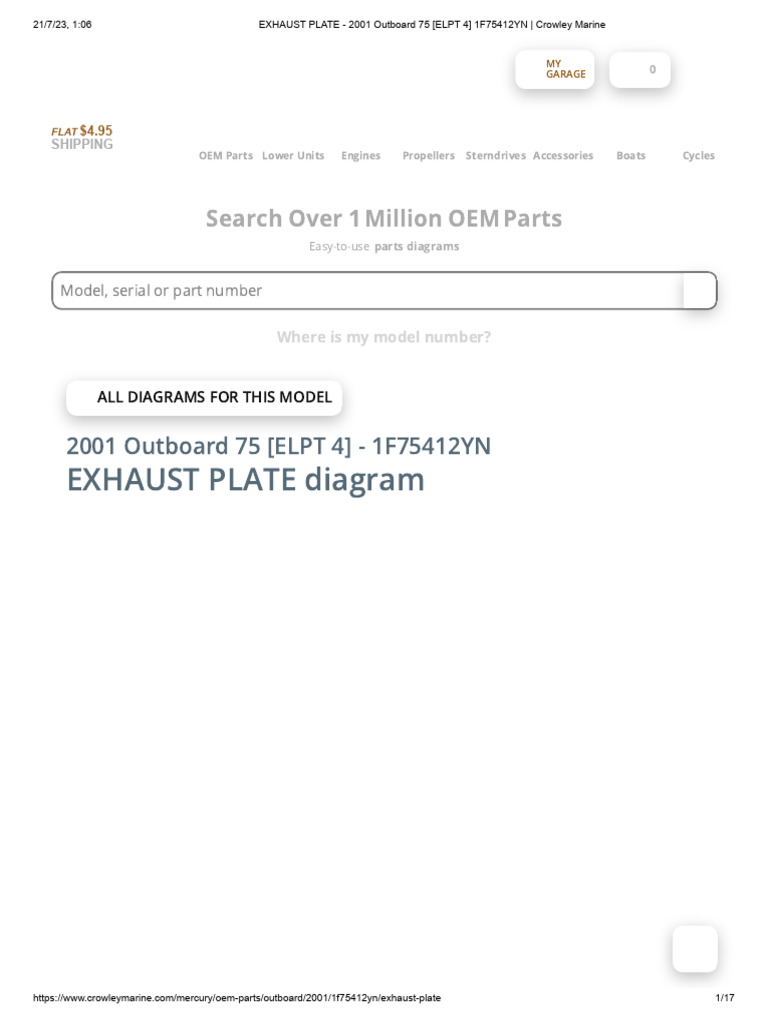Exhaust Plate - 2001 Outboard 75 (Elpt 4) 1f75412yn - Crowley Marine ...