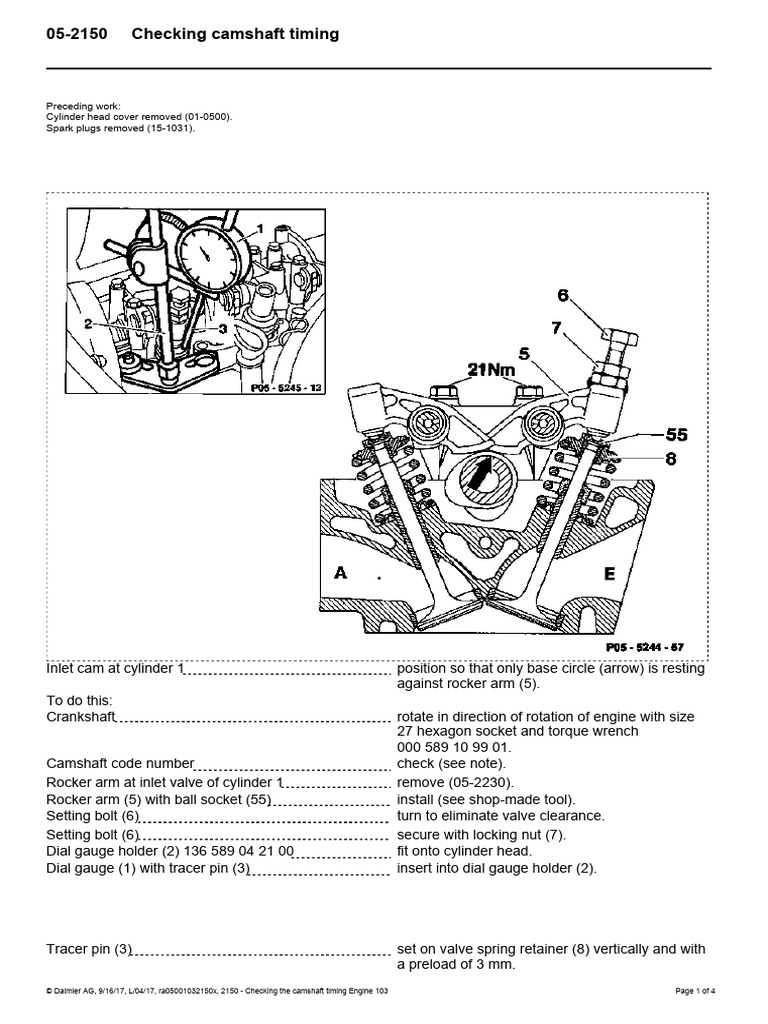 2150 - Checking The Camshaft Timing Engine 103 | PDF | Vehicle Parts | Engines
