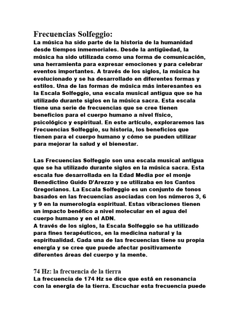 Beneficios de las Frecuencias Solfeggio | PDF | Meditación | Sicología