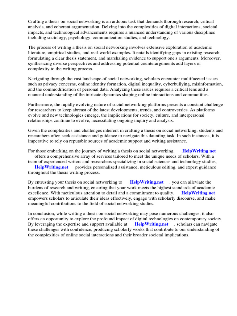 Crafting a Social Networking Thesis | PDF | Social Media | Popular ...