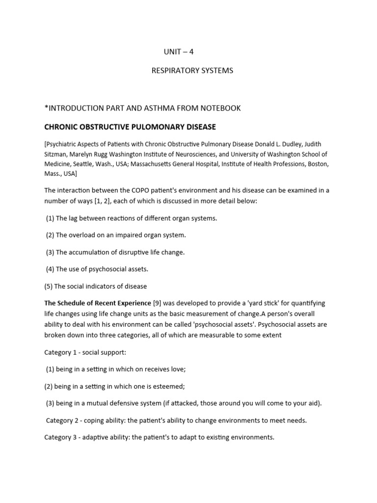 Unit 4 Respiratory Disorders | PDF | Asthma | Cognitive Behavioral Therapy