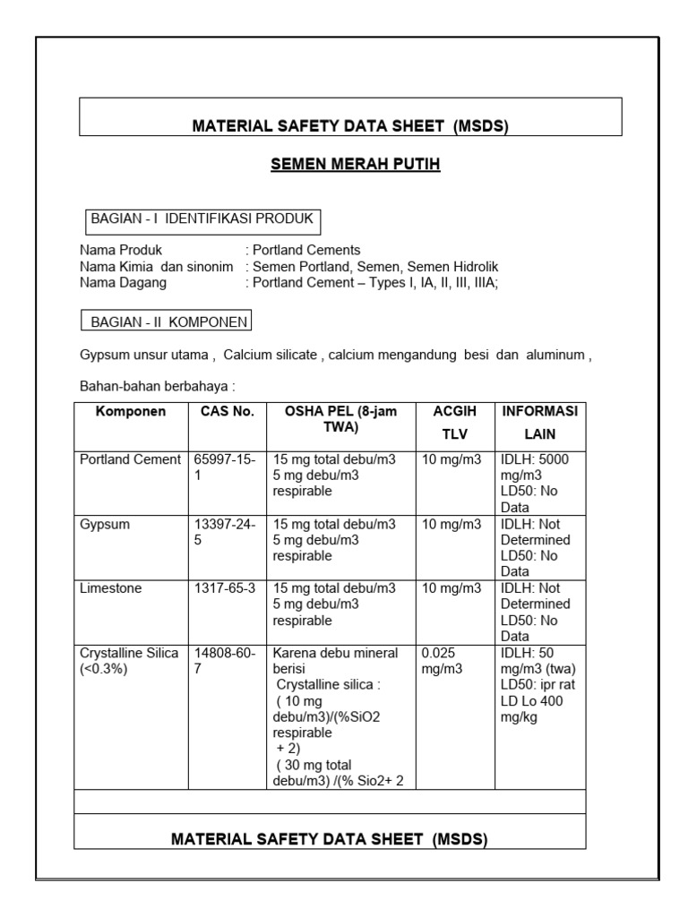 Dokumen - Tips - 33 Msds Semen | PDF
