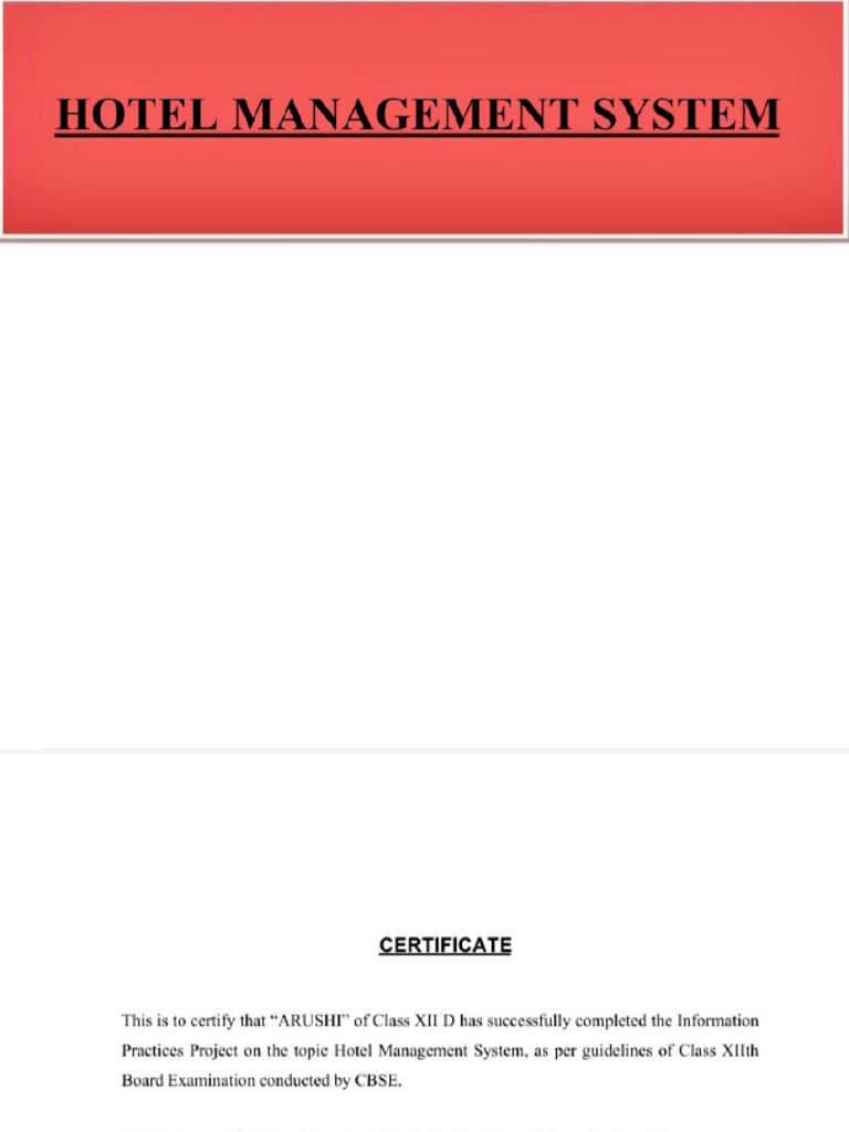 Project File Ip Hotel Management | PDF