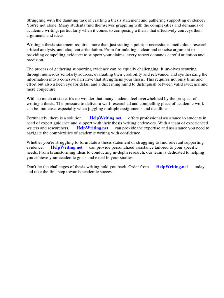 Thesis Statement Supporting Evidence | PDF | Essays | Thesis